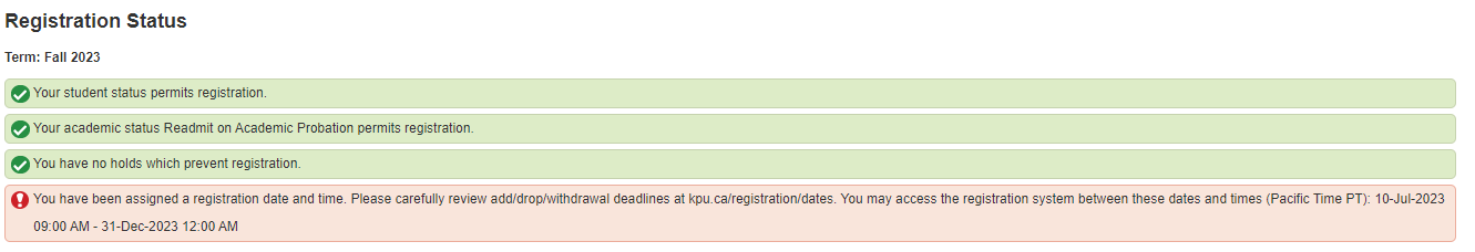 Registration Time Tickets | KPU.ca - Kwantlen Polytechnic University